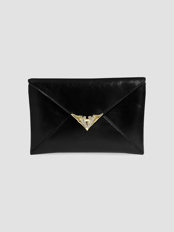 Alexis Bittar Crystal-embellished-trim Leather Envelope Clutch