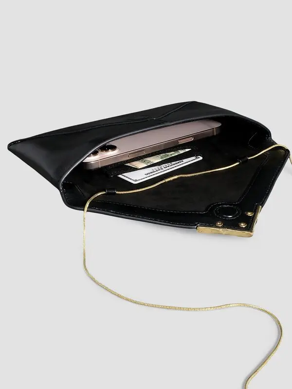 Alexis Bittar Crystal-embellished-trim Leather Envelope Clutch