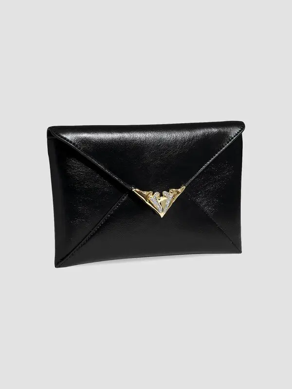 Alexis Bittar Crystal-embellished-trim Leather Envelope Clutch