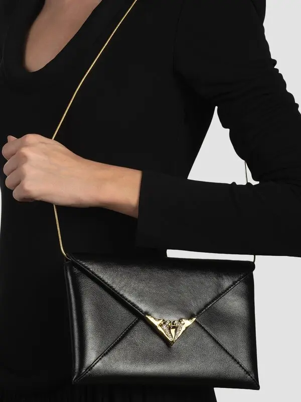 Alexis Bittar Crystal-embellished-trim Leather Envelope Clutch