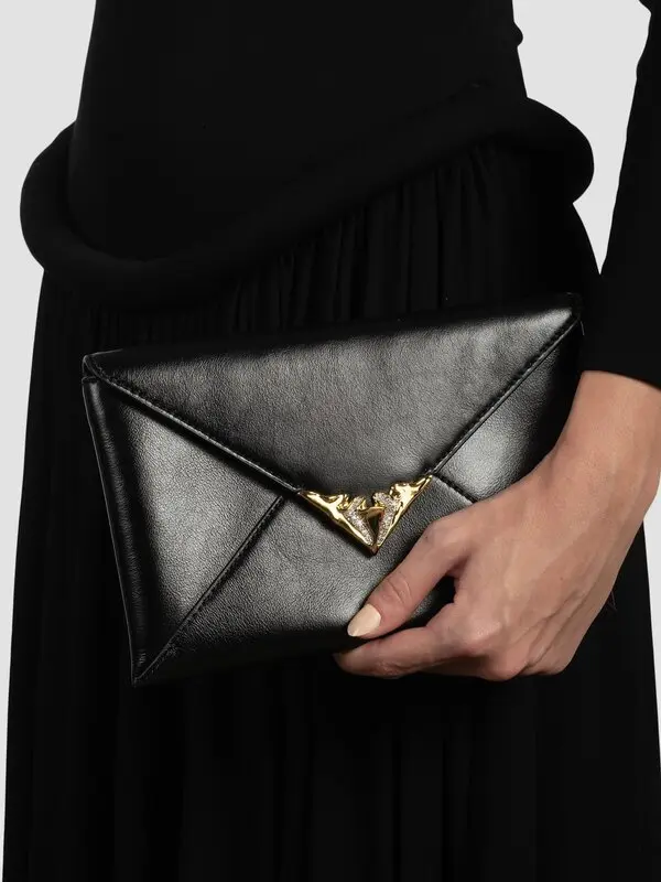 Alexis Bittar Crystal-embellished-trim Leather Envelope Clutch