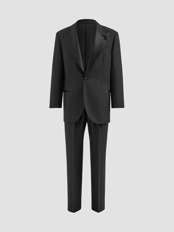 Brunello Cucinelli Lightweight Virgin Wool And Silk Twill Tuxedo With Peak-lapel Jacket