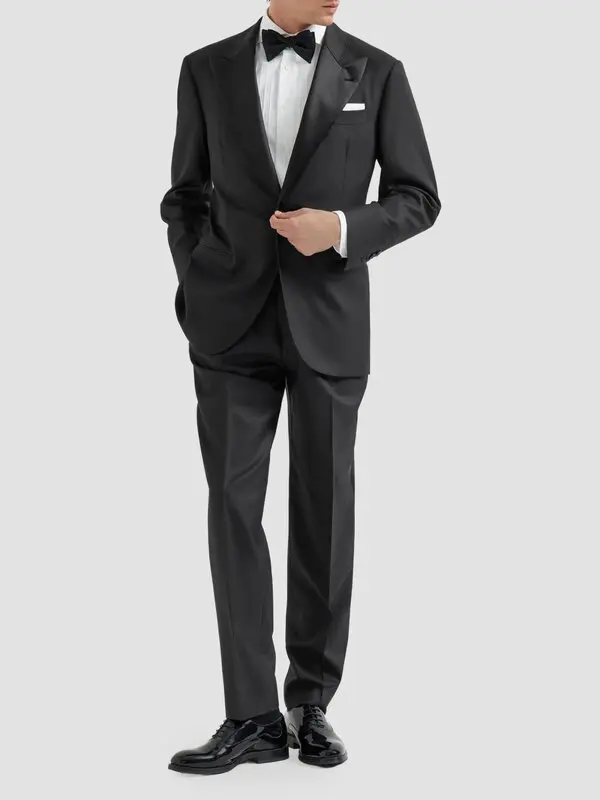 Brunello Cucinelli Lightweight Virgin Wool And Silk Twill Tuxedo With Peak-lapel Jacket