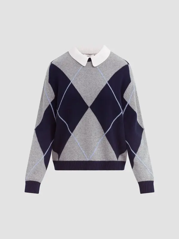Joe's Jeans The Jude Argyle Wool-blend Collared Sweater - Blue Argyle