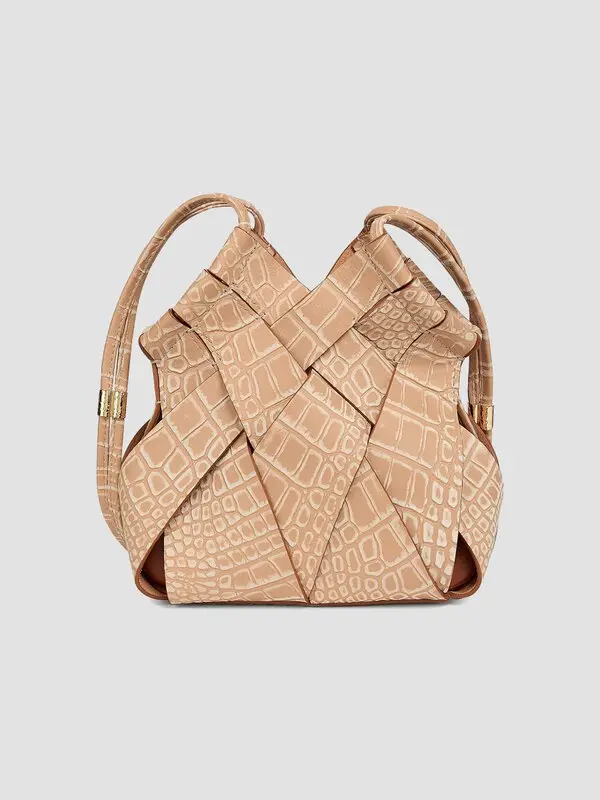 Ulla Johnson Charlotte Woven Croc-embossed Leather Crossbody Bag