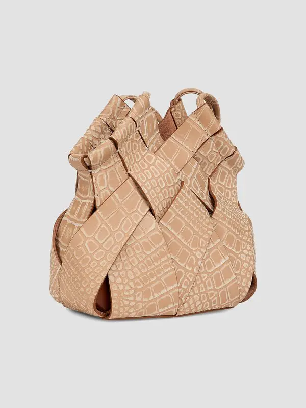 Ulla Johnson Charlotte Woven Croc-embossed Leather Crossbody Bag