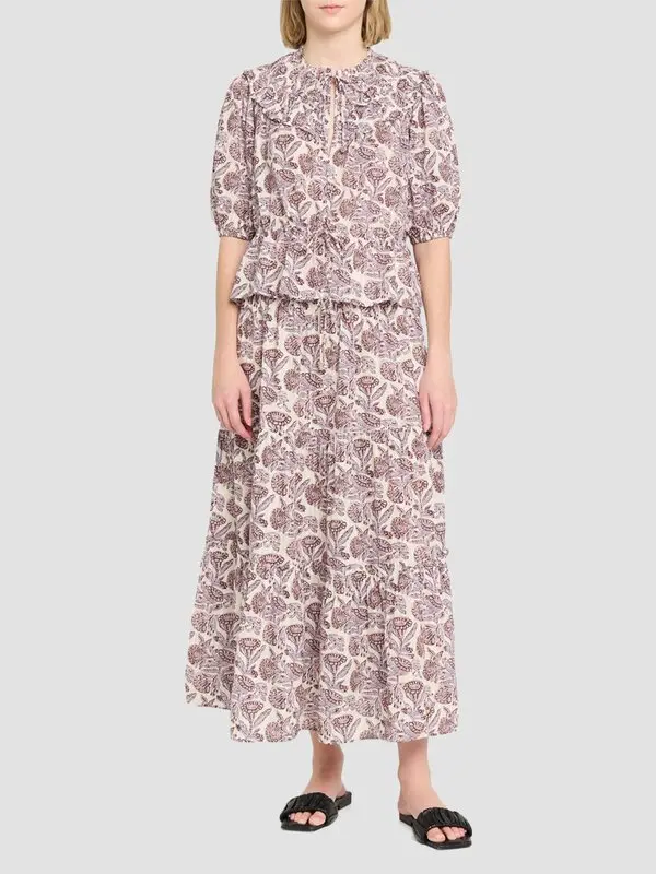Ulla Johnson Elvie Printed Ruffle Top