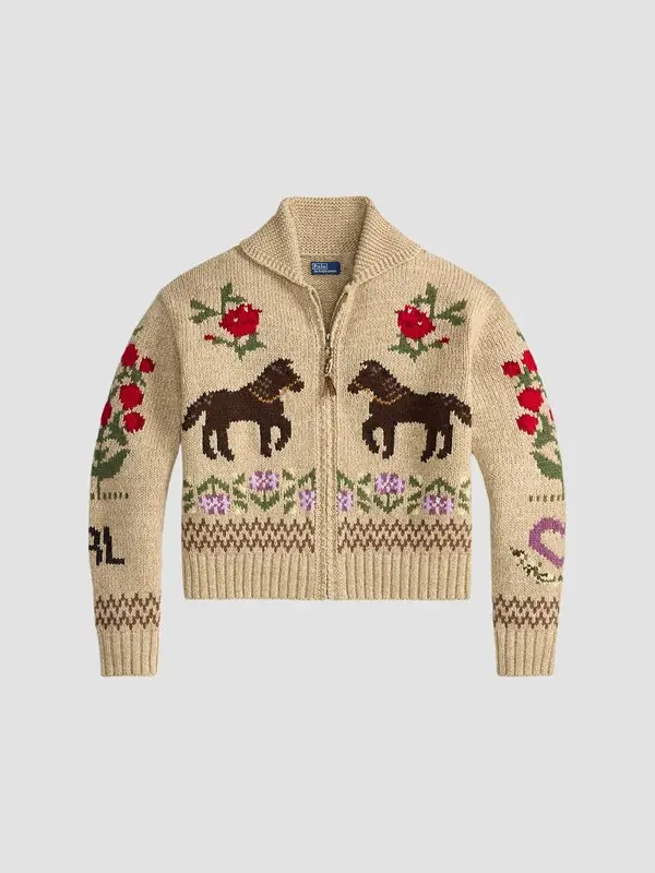 Polo Ralph Lauren Intarsa-knit Cotton-wool Shawl Cardigan