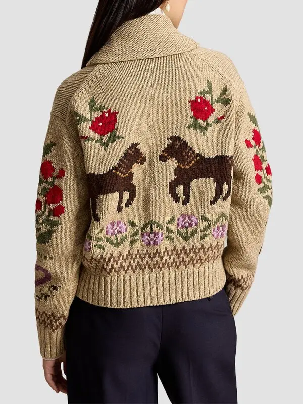 Polo Ralph Lauren Intarsa-knit Cotton-wool Shawl Cardigan