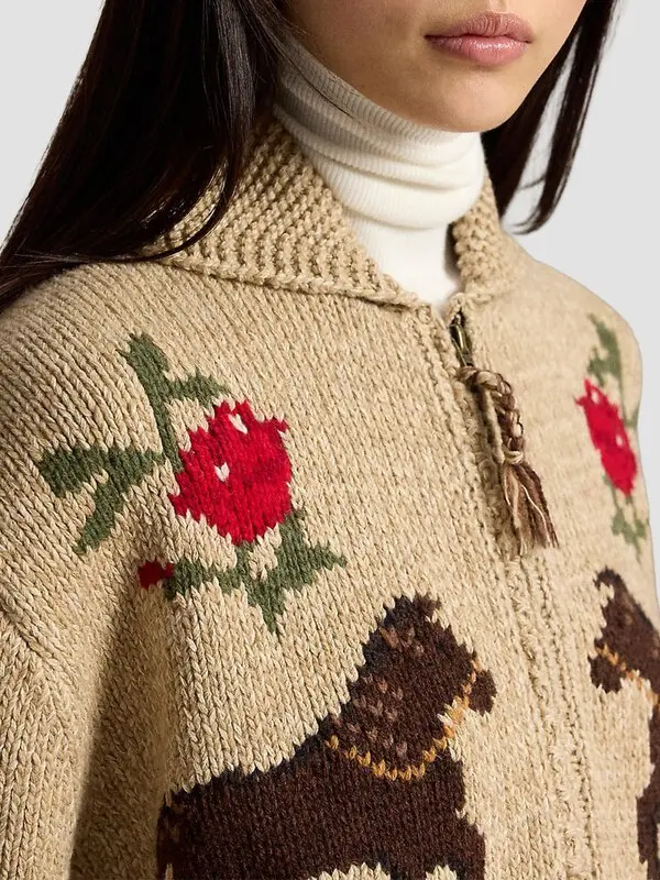 Polo Ralph Lauren Intarsa-knit Cotton-wool Shawl Cardigan