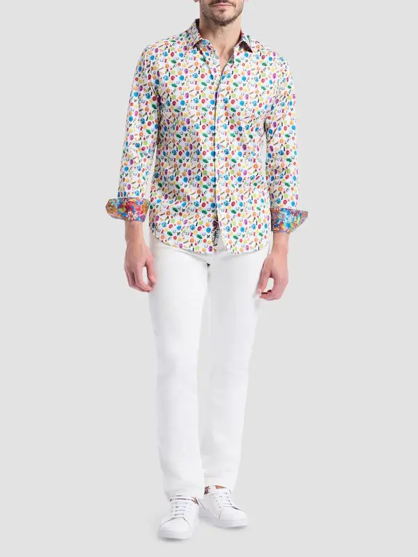 Robert Graham Garnish Printed Stretch-cotton Button-front Shirt