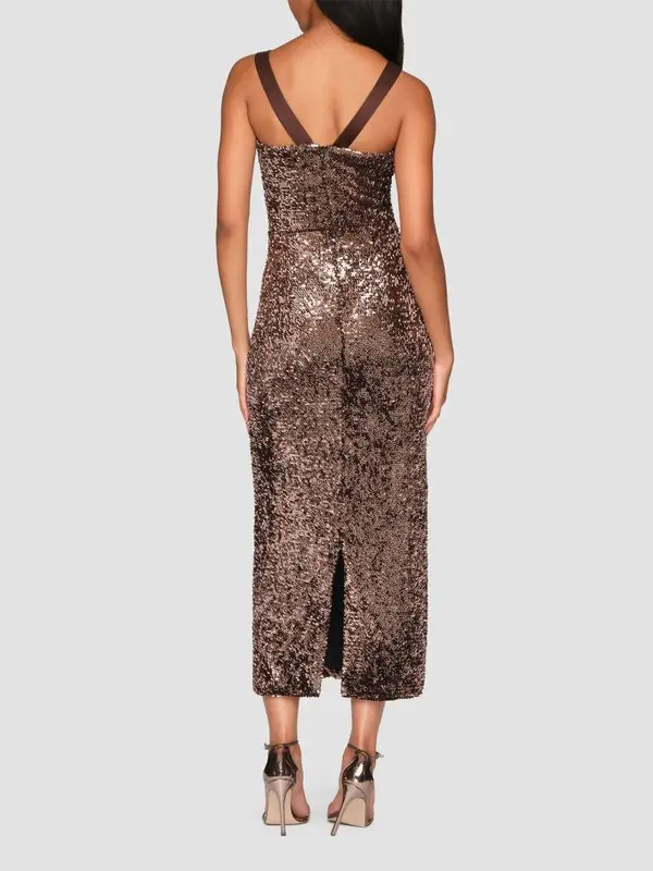 Theia Belle Sequined Midi Dress