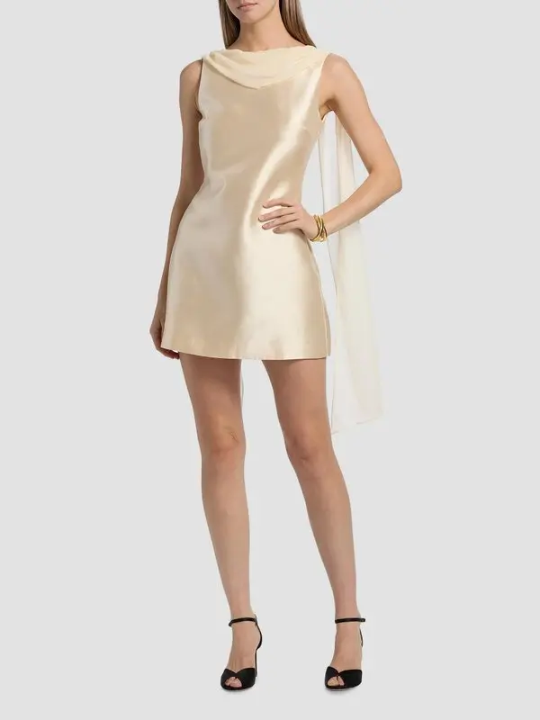 REFORMATION Ecru Metallic Cowl Minidress