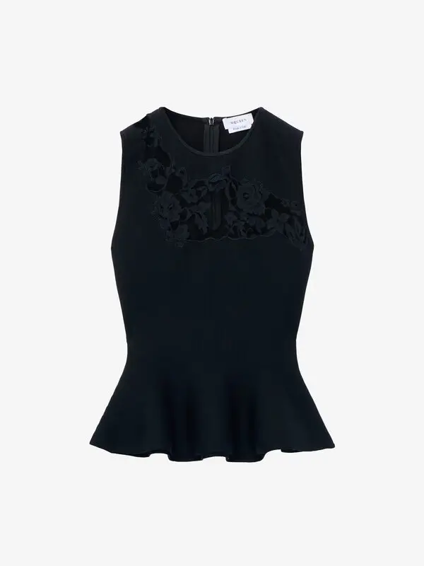 Alexander McQueen Heritage Lace Peplum Top