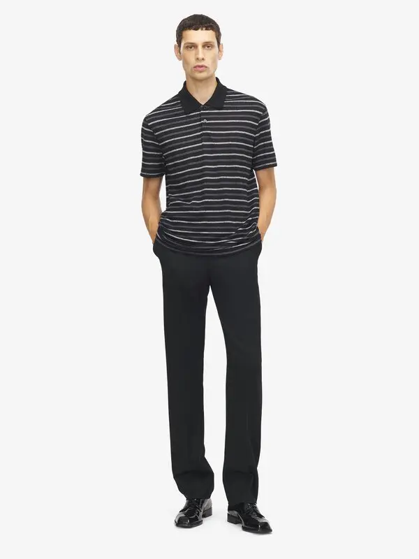 Alexander McQueen Striped Cotton Linen Polo Shirt