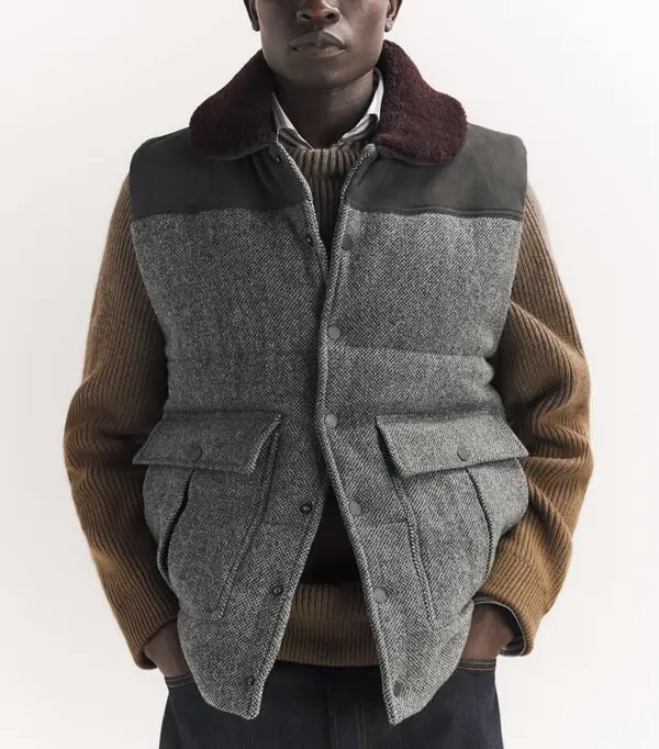 VALSTAR Virgin Wool-suede Tweed Alan Gilet