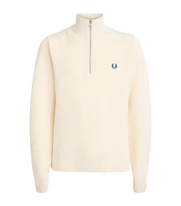 Fred Perry Wool-blend Quarter-zip Fisherman Sweater