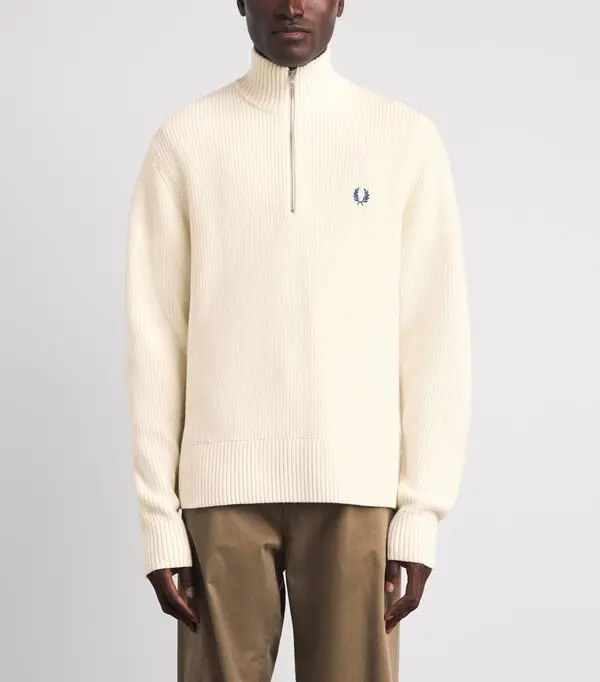 Fred Perry Wool-blend Quarter-zip Fisherman Sweater