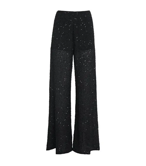 Alice + Olivia Sequin Athena Wide-leg Trousers