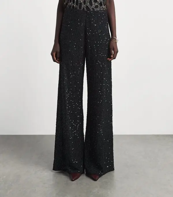 Alice + Olivia Sequin Athena Wide-leg Trousers