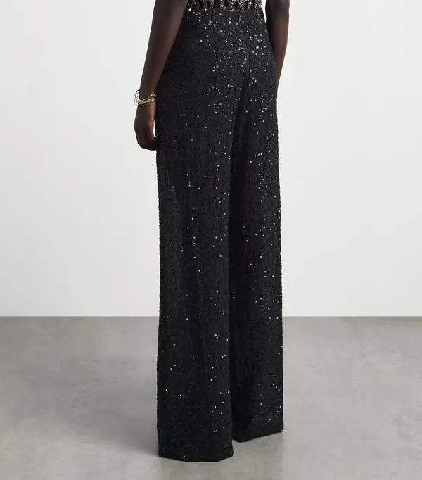 Alice + Olivia Sequin Athena Wide-leg Trousers