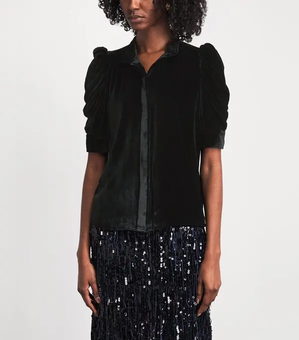 FRAME Velvet Puff-sleeve Gillian Blouse
