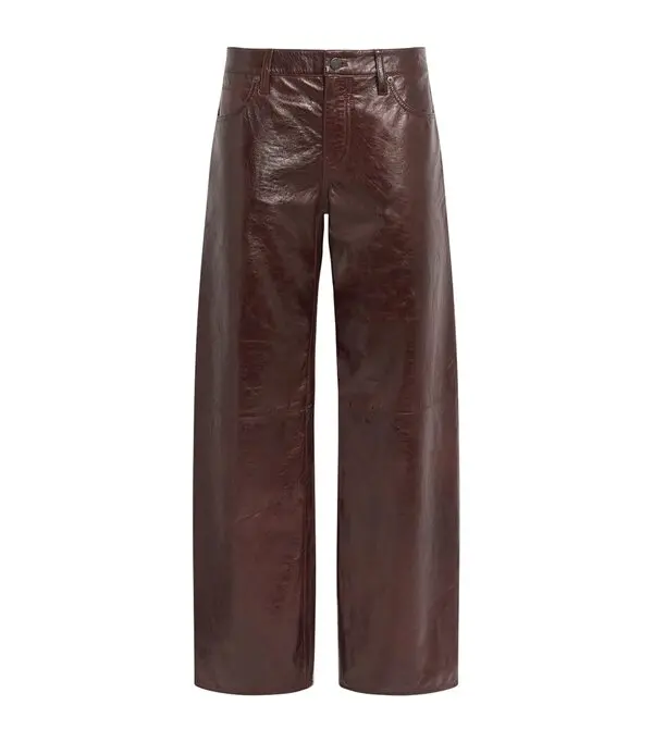 FRAME Leather The Bow Barrel-leg Trousers