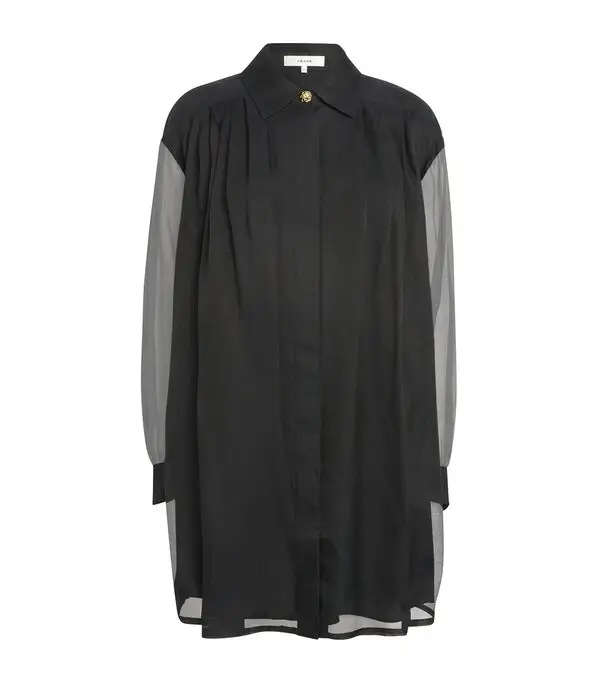 FRAME Silk-cotton Organza Swing Mini Dress - Black