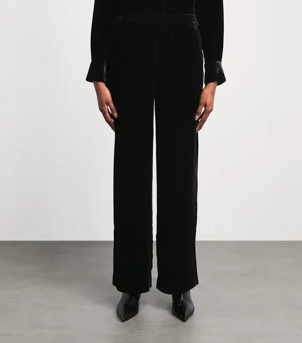 FRAME Velvet Plaza Wide-leg Trousers