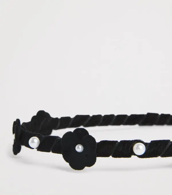 Monnalisa Velvet Flower-detail Headband