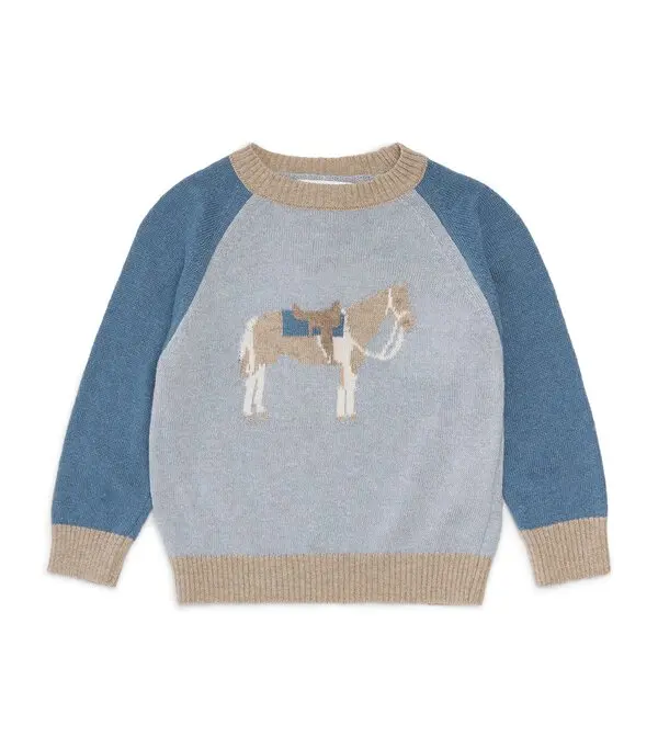 PATACHOU Intarsia Horse Sweater - Blue