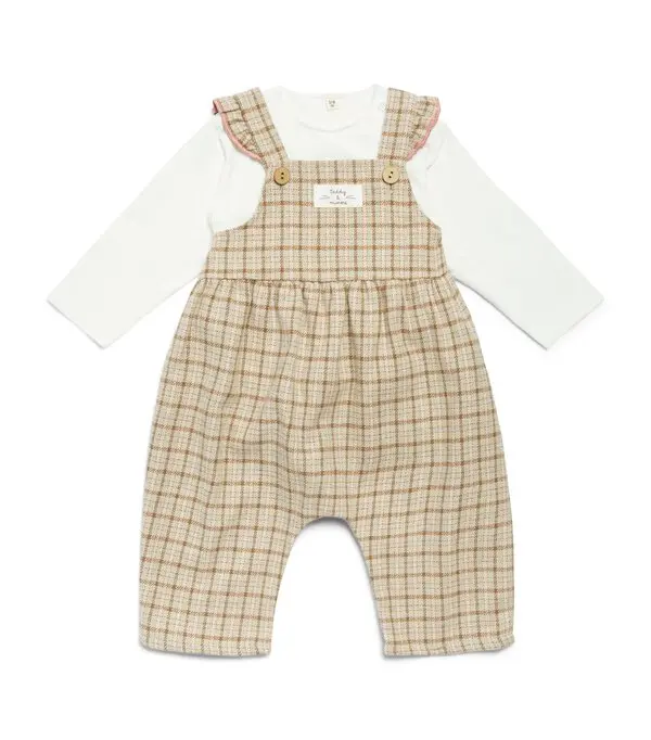 TEDDY & MINOU Gingham T-shirt And Salopettes Set
