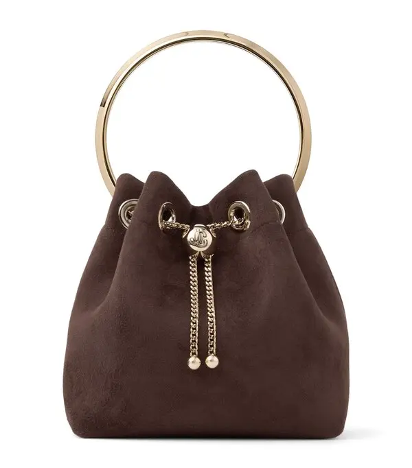 JIMMY CHOO Suede Bon Bon Shoulder Bag