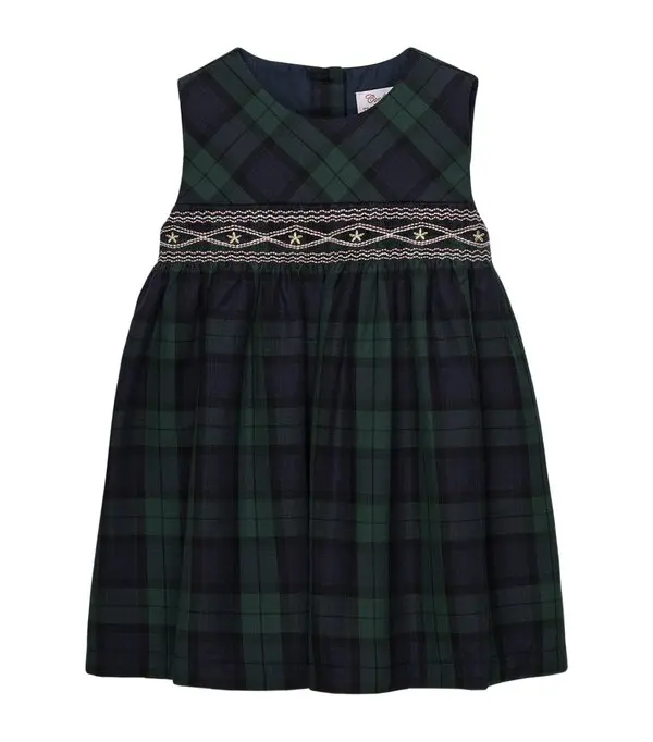 Trotters Cotton Tartan Smocked Dress