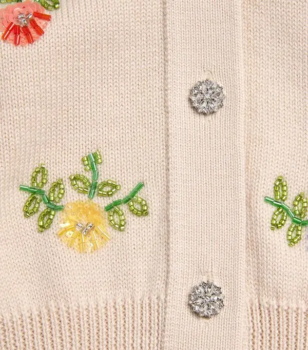 Rabanne Merino Wool Floral Embellished Cardigan