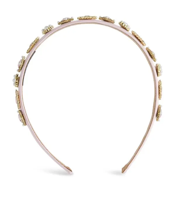DAVID CHARLES Embellished Velvet Hairband - Pink