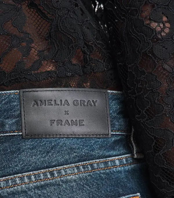FRAME X Amelia Gray The Pixie Gray Wide-leg Jeans