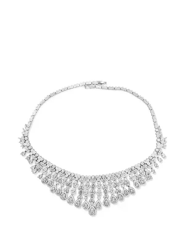 HZMER JEWELLERY Taara Embellished Necklace - Silver