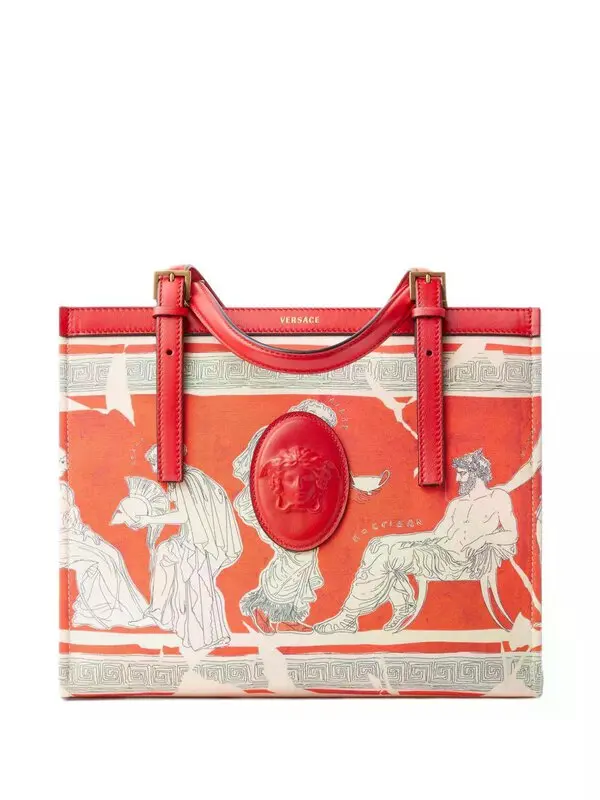 Versace Medusa-plaque Printed Tote Bag - Red
