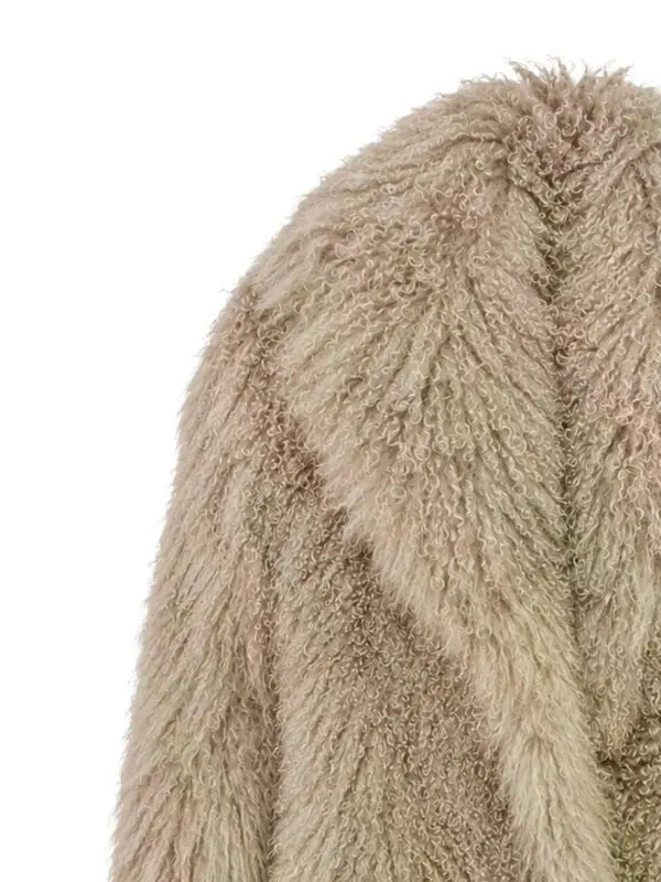 YVES SALOMON Shearling-texture Notch-lapel Coat