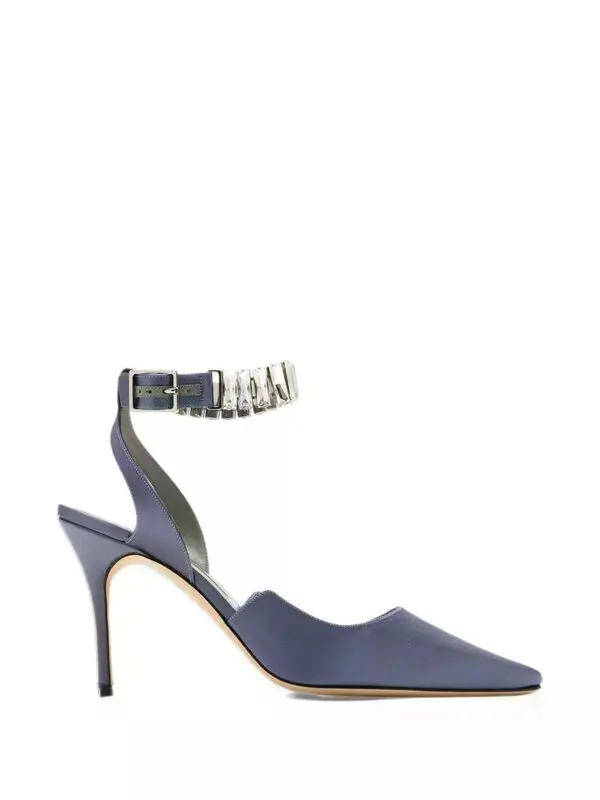 Manolo Blahnik Crystal-embellished Satin Pumps