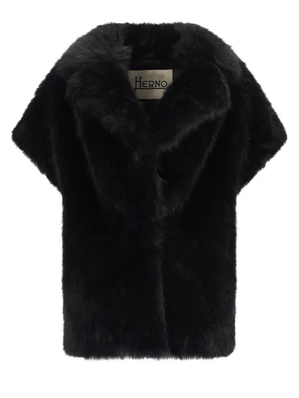 Herno Gilet In Faux Fur - Black