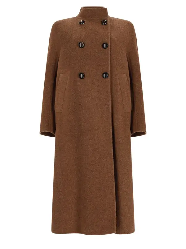 Max Mara Cappotto Cocoon In Baby Lama - Brown