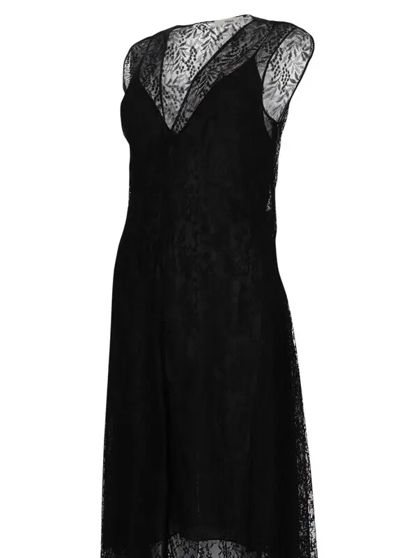 Fendi Abito Midi In Pizzo Flowers E Bacche