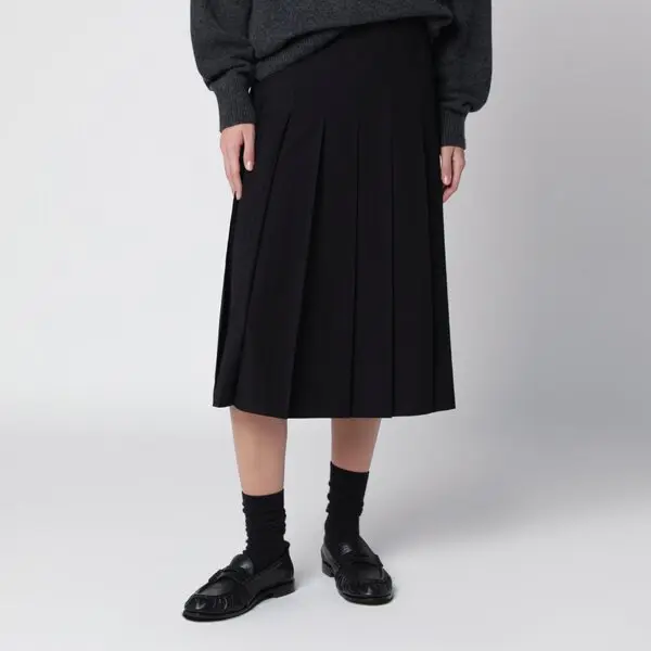 DUNST Pleated Midi Skirt With Side Slit