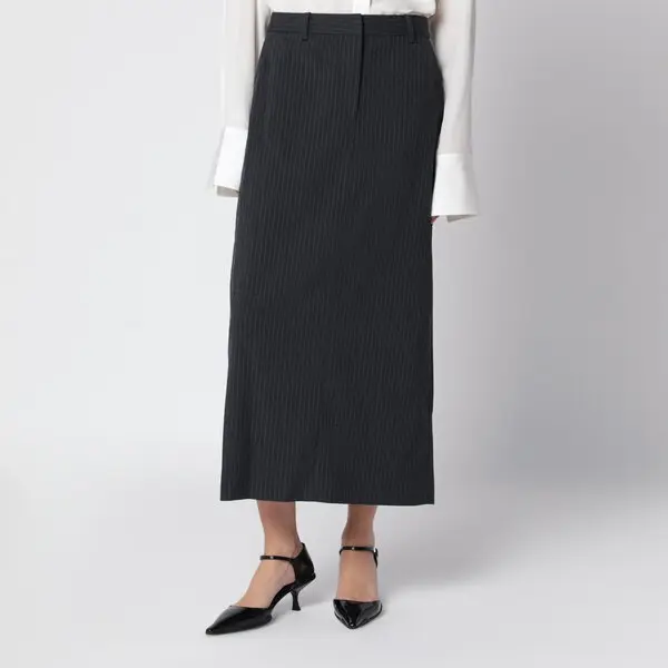 DUNST Charcoal Pinstripe H-line Long Skirt