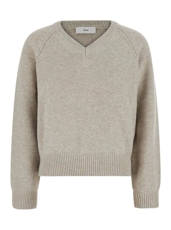 DUNST V-neck Sweater With Relaxed Fit - Grey