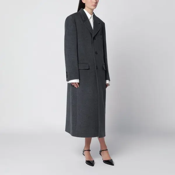 DUNST Charcoal Double-breasted Wool Coat - Grey