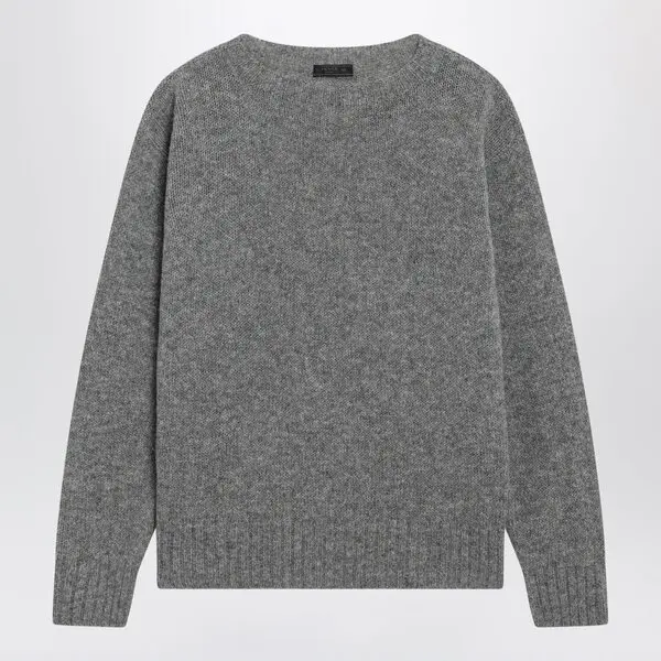 Prada Wool Crew-neck Sweater With Tonal Triangle Logo