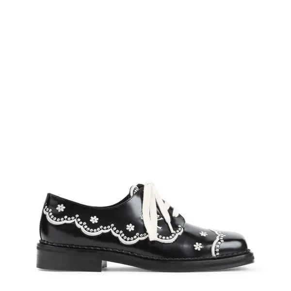 Simone Rocha Floral Lace Brogue Leather Shoes
